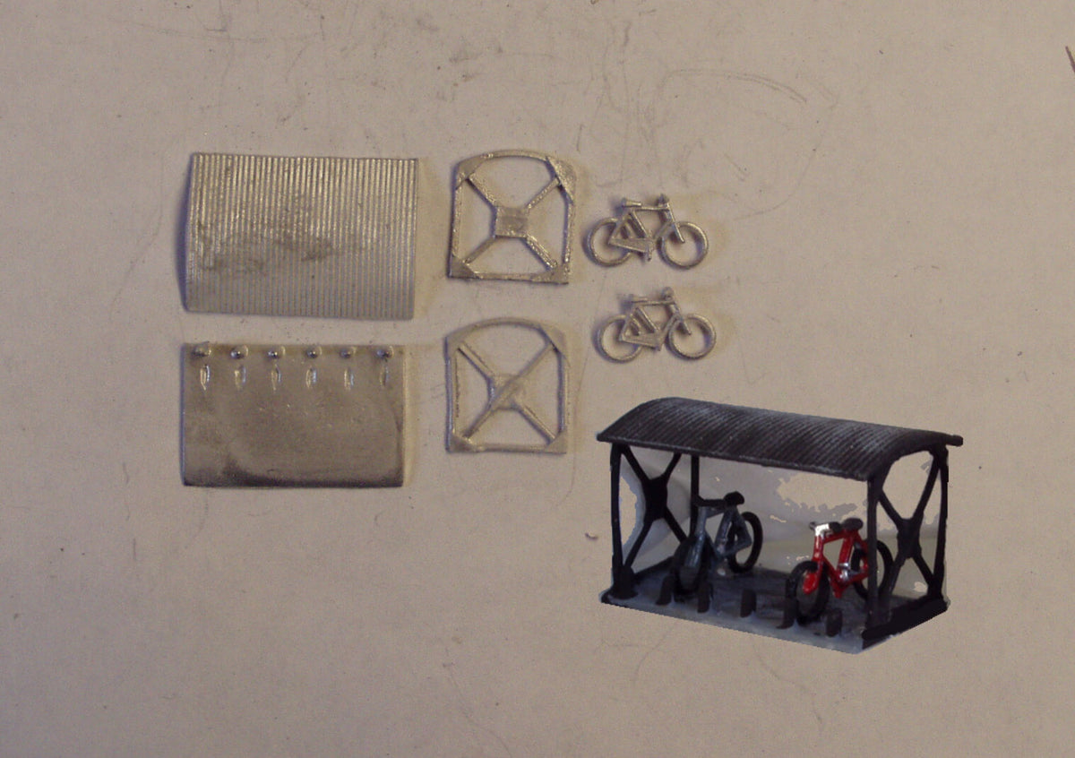 B13 (3) Bike shed with 2 bikes - N GAUGE - – PD Marsh Models