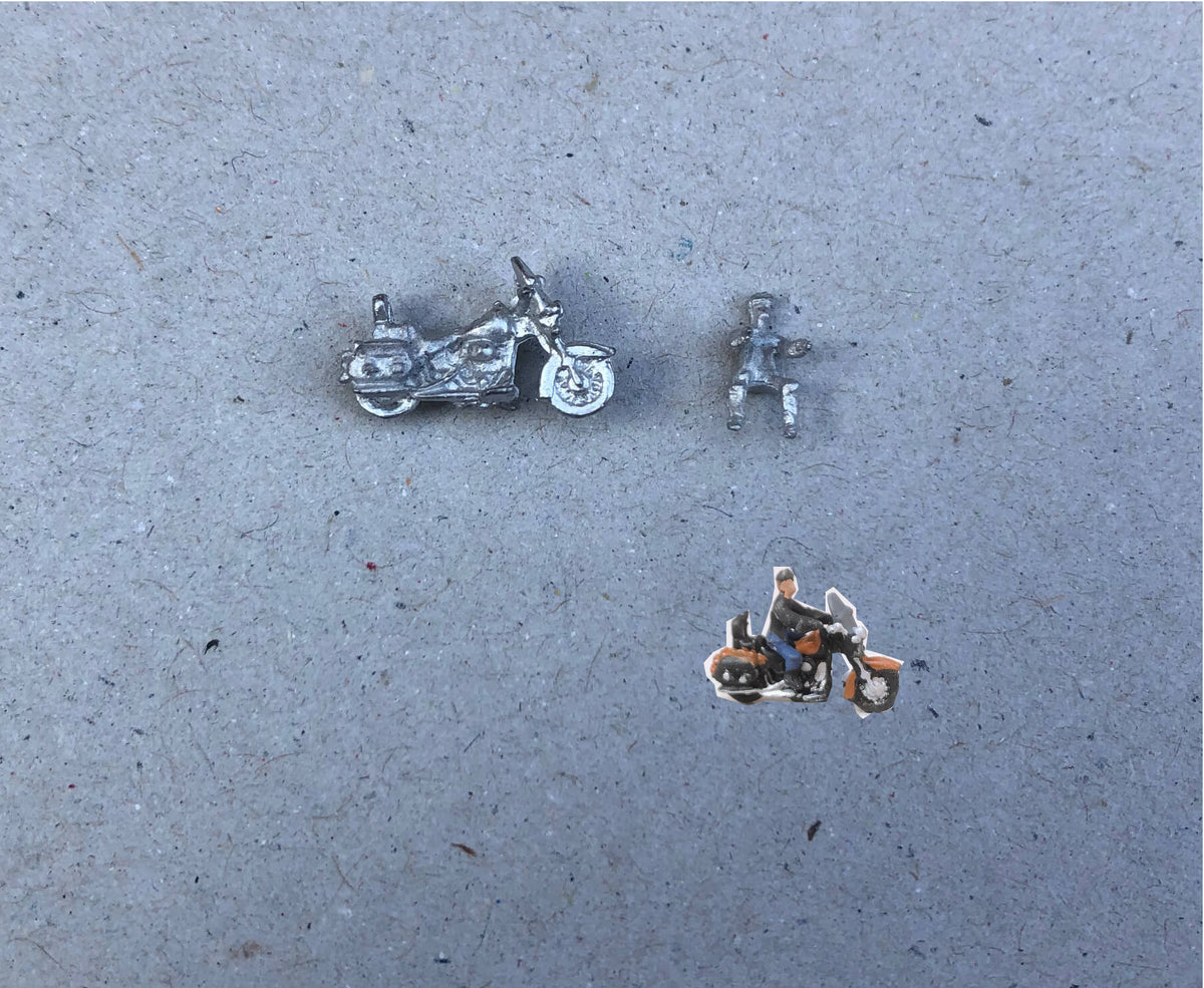 E109 (2) 1950's Harley Davidson with rider - N GAUGE - – PD Marsh Models